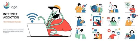 Premium Vector Internet Addiction Concept With Character Situations