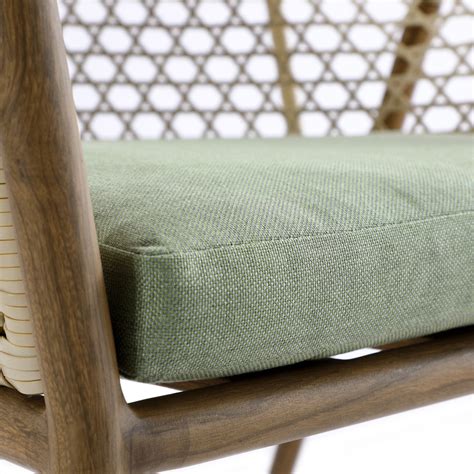 Pienza Outdoor Rattan 4 Seater Round Dining Set Sage Green Fabric Wit