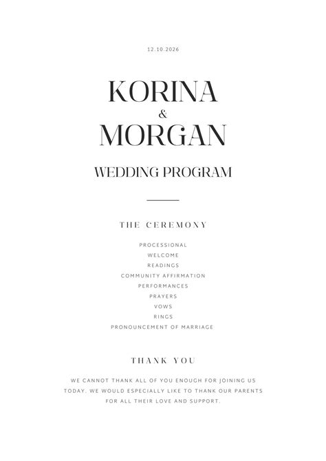 Free Printable Church Program Template Of Blank Wedding Program
