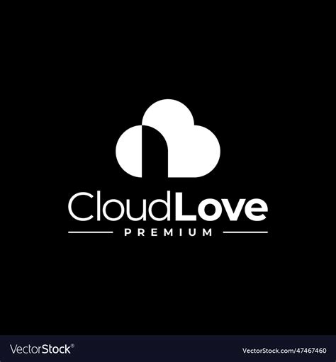 Cloud Love Heart Date App Logo Royalty Free Vector Image