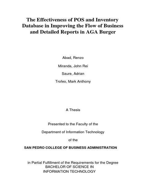 Thesis Aga Burger Edited 1 Pdf Point Of Sale Computer Programming