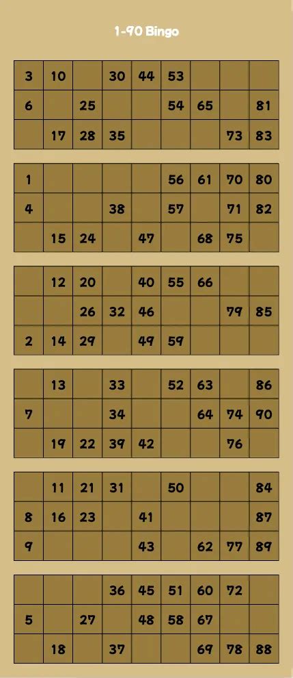 Free 90 Ball Bingo Cards Print Or Play Online