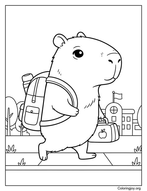 Capybaras First Day Of School Coloring Page Download Free Print Or