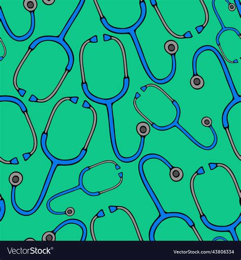 Stethoscope Medical Equipment Seamless Pattern Vector Image