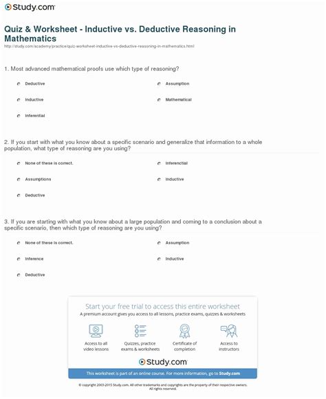 Inductive And Deductive Reasoning Worksheet Lovely Deductive Reasoning