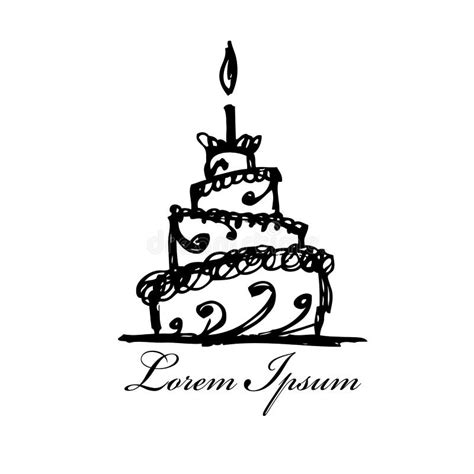 Bithday Cake Sketch For Your Design Stock Vector Illustration Of