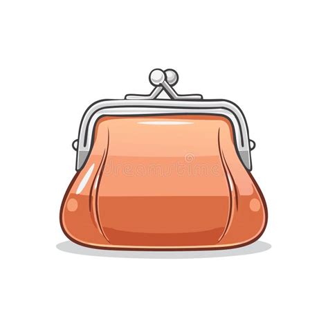 Cute Cartoon Illustration Of A Peach Colored Coin Purse With A Metallic