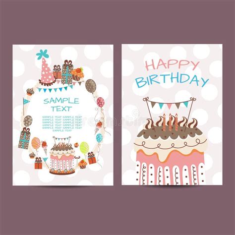 Happy Birthday Postcard Vector Illustration Stock Vector Illustration