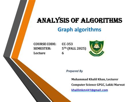 Analysis Of Algorithm Lecture 6 Graph Algorithms2pdf