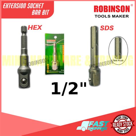 12 Robinson Hex Sds Extension Socket Bar Bit Shopee Malaysia