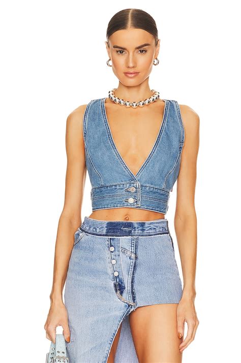 Levis Raine Denim Crop Top In Check Yourself 2 Revolve