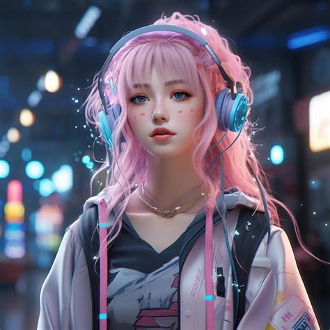 Anime Girl Wearing Hoodie And Headphones