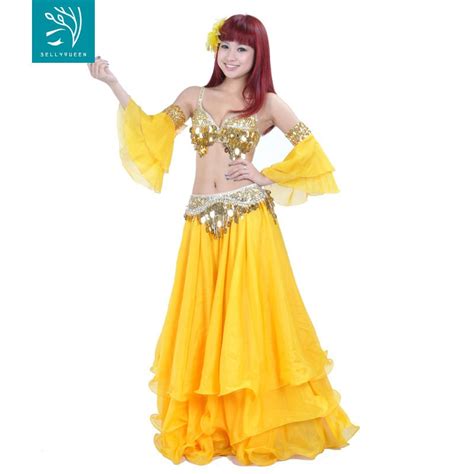 Bellyqueen Beaded Gold Performance Belly Dance Costumes Bra Belt And