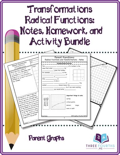 Transformations Of Radical Square Root Functions Bundle Teaching