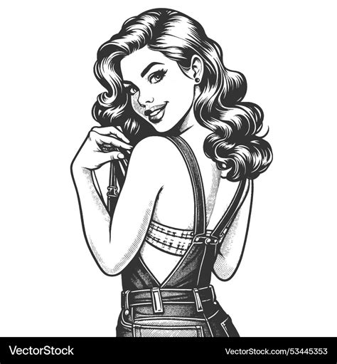 Retro Pin Up Girl With Playful Smile Royalty Free Vector