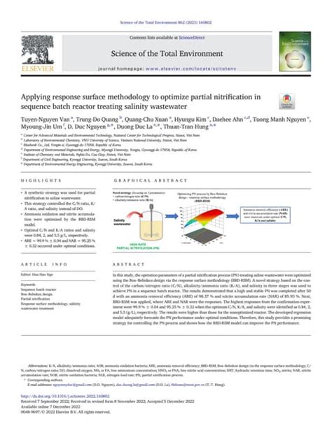 Applying Response Surface Methodology To Optimize Partial Nitrification
