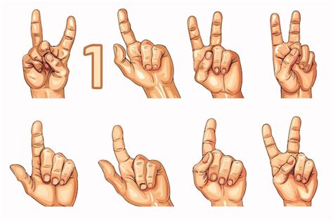Count To Ten Vector Illustration Of Fingers Count Premium Ai
