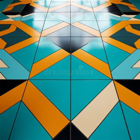 Geometric Tile Design Bold Colors Sharp Angles And Symmetry Stock