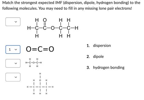 Solved Match The Strongest Expected Imf Dispersion Dipole