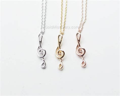 Vertical Treble Clef Necklace Music Note Necklace Music Necklace