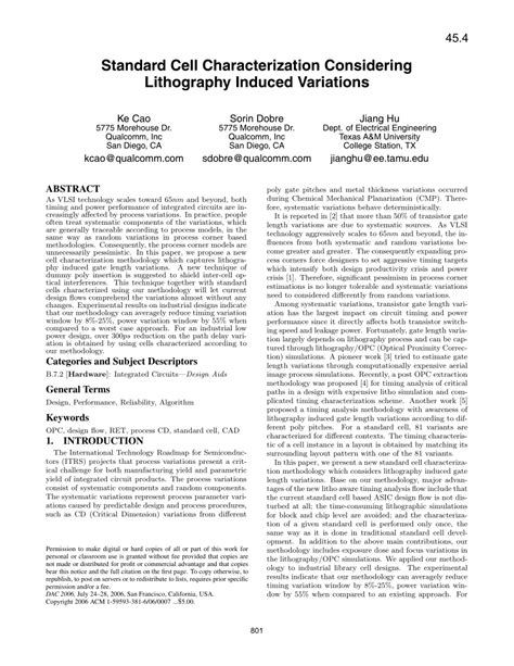Pdf 45 4 Standard Cell Characterization Considering Lithography
