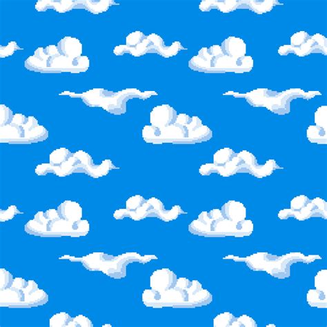 Pixelated Clouds On Clear Sky Game Design Print 26199874 Vector Art At Vecteezy