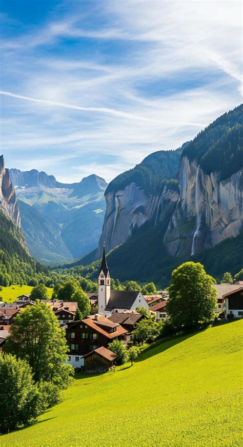 Nature Background Nature Wallpaper Alpine Village Nestled In A Lush
