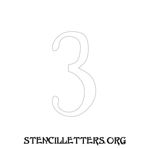 3 Inch Free Printable Individual 197 Art Nouveau Number Stencils