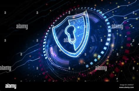 Cyber Security Network Protection And Digital Data With Shield Symbol