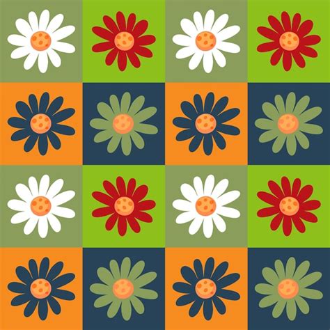 Premium Vector Colorful Floral Pattern Grid