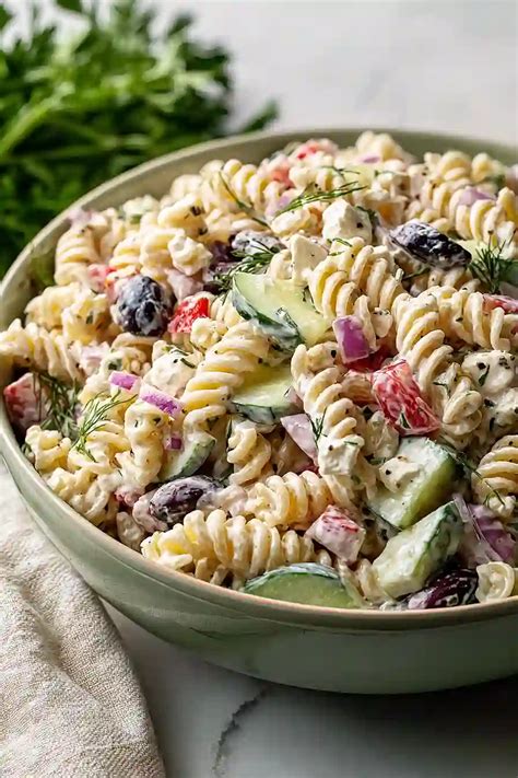 Quick Pasta Salad With Greek Yogurt Dressing