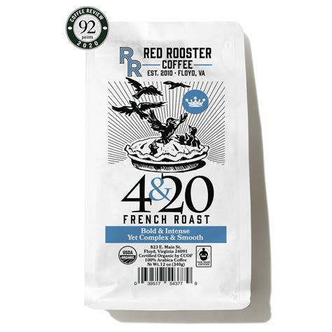 Red Rooster Coffee Roaster Organic 4and20 French Roast 12oz Whole Bean Grocery