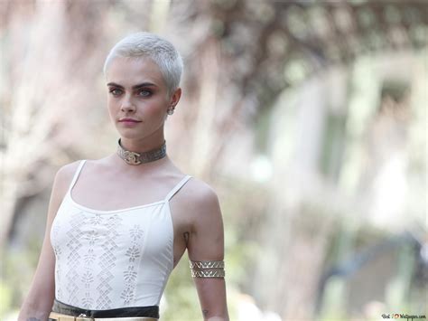 Cara Delevingne In White Pixie Cut Hairstyle 4k Wallpaper Download