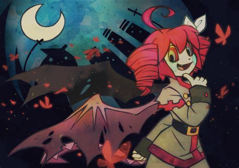 Safebooru 1girl Ahoge Arm Behind Back Bat Wings Bellspiel Belt Black