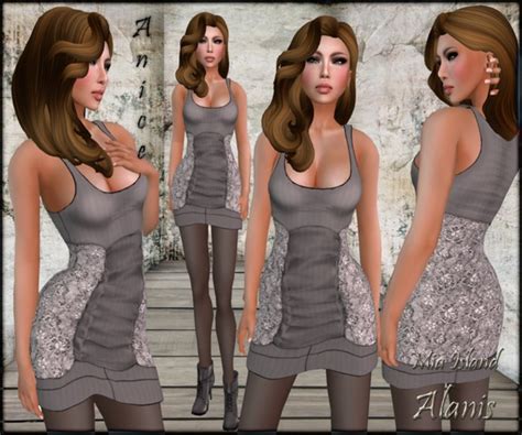 Second Life Marketplace Anice Rigged Mesh Grey Lace And Knit Dress Is A