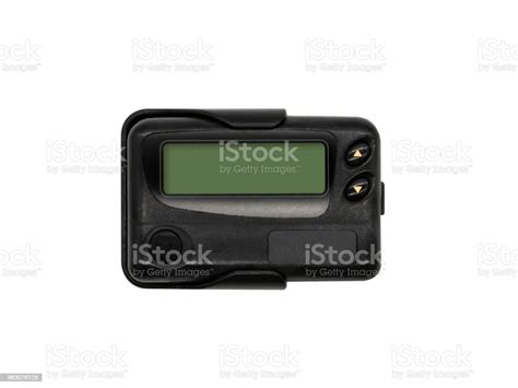 Vintage Gadget For Communication Pager Black Pager Isolated On White