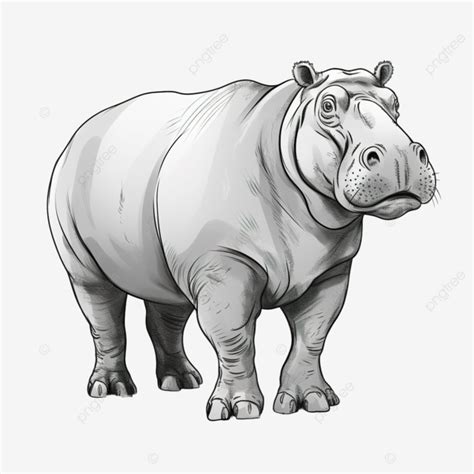 Hippo Drawing Isolated Wing Drawing Hippo Drawing Mammals Png