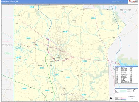 Lawrence County Pa Zip Code Wall Map Basic Style By Marketmaps Mapsales
