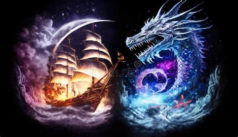 Illustration Magic Ship Generative Ai Stock Illustration