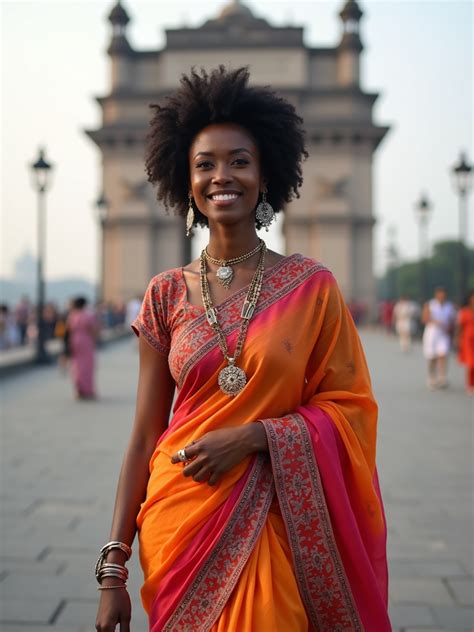 Stylish And Chic Woman In Mumbai Wearing A Vibrant Sareekurta Gateway