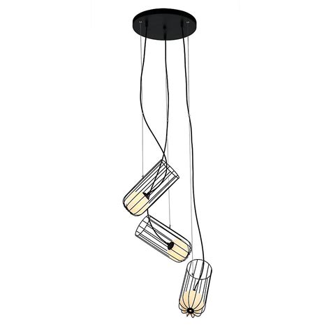 Luminosa Modern Hanging Pendant Black 3 Light With Black White Shade G9