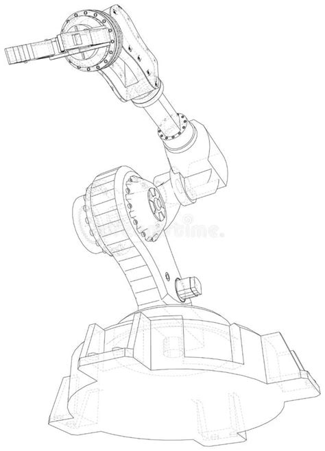 Robotic Arm Technical Wire Frame Vector Rendering Of 3d Stock Vector