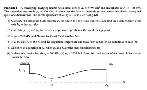 Solved Problem 4 A Converging Diverging Nozzle Has A Throat