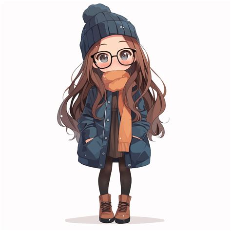 Premium Photo Cute Chibi Girl In Winter Outfit