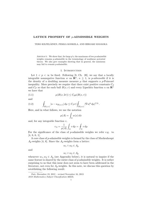 Pdf Lattice Property Of P Admissible Weights