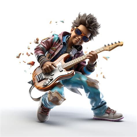 Premium Photo 3d Of Young Boy Playing A Musical Instrument Focused