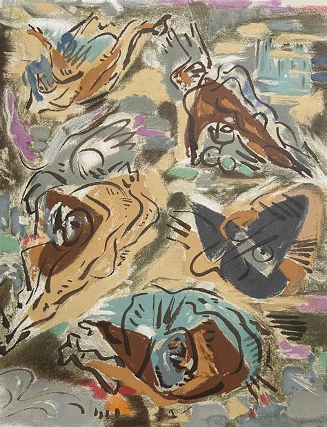 André Masson André Masson Figures In Landscape Hand Signed Lithograph In Colors For Sale