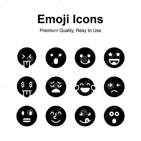 Creatively Crafted Emoji Icons Cute Expressions Vector Set Stock