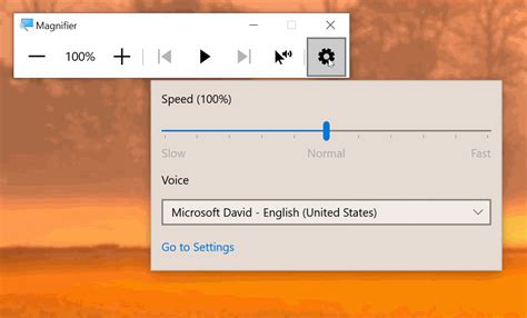 magnifier clicking on the voice combo box inside settings flyout often closes the settings