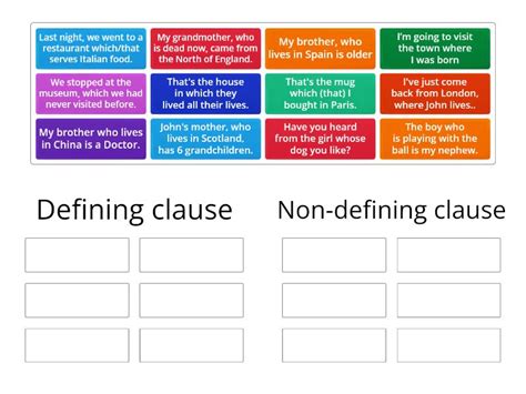 Defining And Non Defining Clause Групповая сортировка